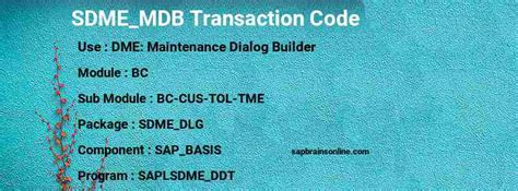 SDME MDB SAP Tcode For DME Maintenance Dialog Builder