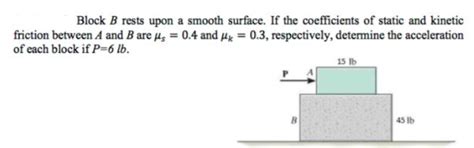 Solved Block B Rests Upon A Smooth Surface If The Chegg