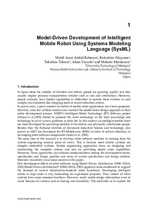 Pdf Intelligent Mobile Robot Development With Sysml