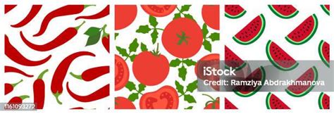 후추 토마토 수박 과일과 야채 원활한 패턴 세트 패션 디자인 옷 린넨 또는 커튼을위한 음식 인쇄 손으로 그린 벡터 스케치 배경 컬렉션 배경 주제에 대한 스톡 벡터 아트 및