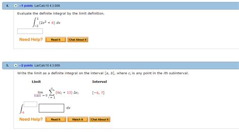 Solved Evaluate The Definite Integral By The Limit