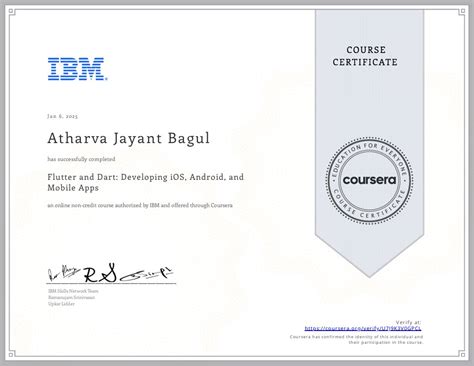 Flutter Dart Mobileappdevelopment Ios Android Ibm Coursera Atharva Bagul
