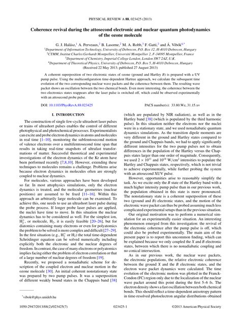 Pdf Coherence Revival During The Attosecond Electronic And Nuclear