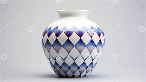 Geometric Vase With Symmetrical Grid Pattern And Subtle Chromatism Stock Illustration