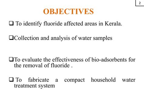 Defluoridation Of Drinking Water Using Low Cost Bioadsorbents Ppt