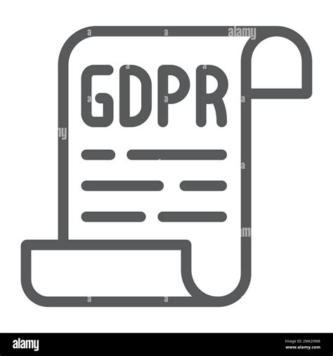 Gdpr Policy Line Icon Privacy And Protect Gdpr Document Sign Vector