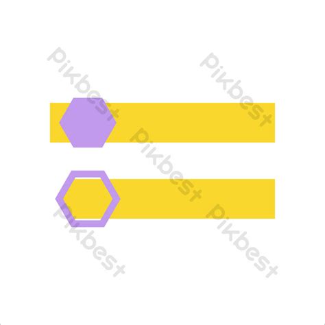 Two Horizontal Yellow Rectangles Each With A Purple Hexagon At The Top