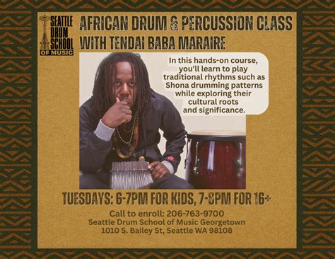 African Drum And Percussion Class With Tendai Baba Maraire Seattle Drum