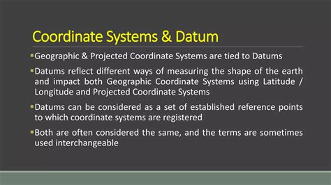 Coordinate Systems Datum And Map Projections Pptx