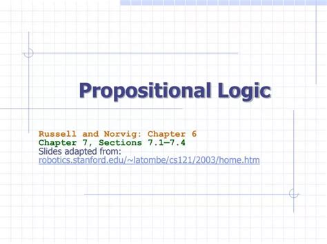 Ppt Propositional Logic Powerpoint Presentation Free Download Id 4499206