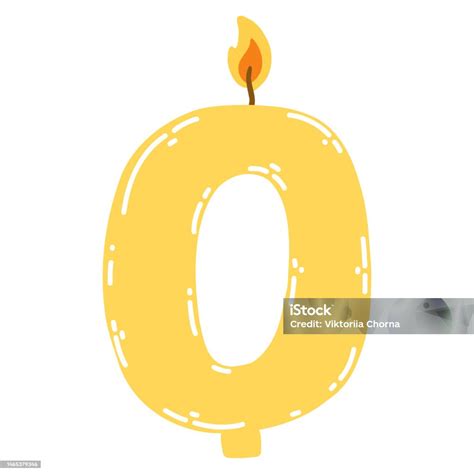 플랫 스타일의 촛불 번호 0 손으로 그린 벡터 일러스트 레이 션 0 기호 불타는 촛불 생일 케이크에 대 한 디자인 요소 0에 대한 스톡 벡터 아트 및 기타 이미지 Istock