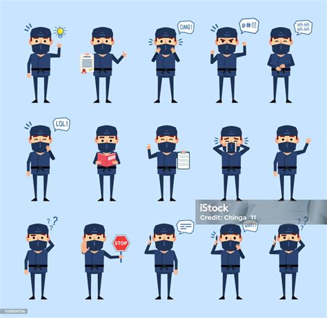 다양 한 액션 감정을 보여주는 닌자 캐릭터의 집합입니다 재미 닌자 전화 이야기 화가 정지 표지판을 들고 책을 읽고 다른 작업을
