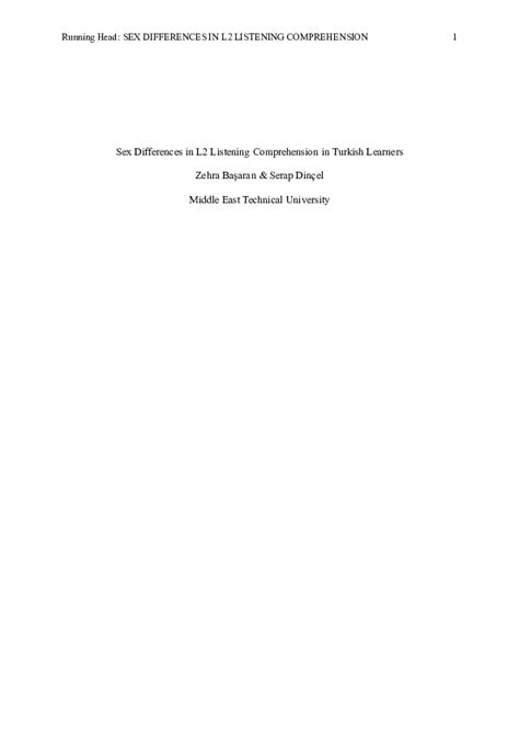Doc Sex Differences In L2 Listening Comprehension In Turkish Learners
