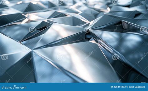 An Abstract Steel Surface Reflecting Precision Engineering With Polished Geometric Patterns