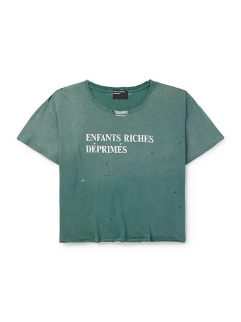 Enfants Riches Déprimés Distressed Logo Print Cotton Jersey T Shirt