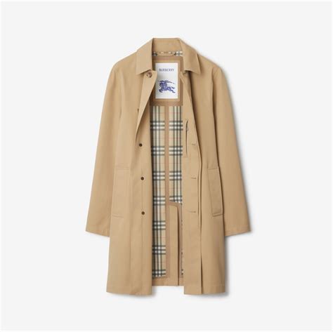 Mid Length Bonded Gabardine Car Coat In Flax Beige Men Technical