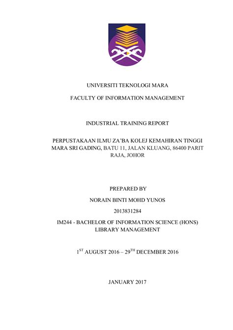 Contoh Report Internship Uitm Internship Presentation Uitm By Shaikhan Nadzemi Arielle Skiles