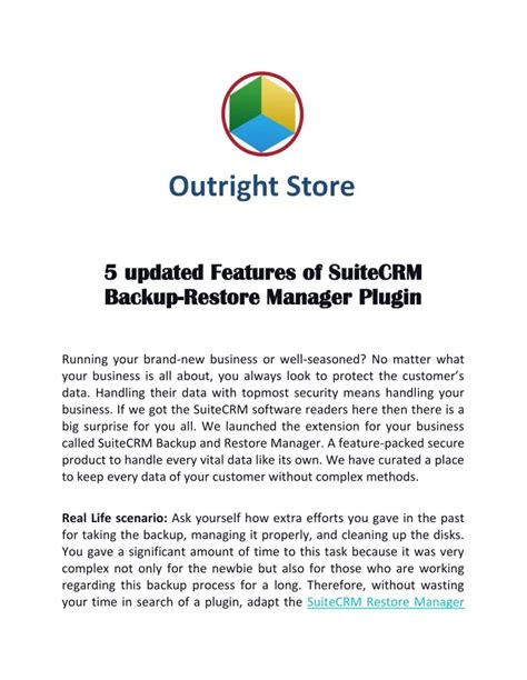 Ppt Suitecrm Backup Restore Manager Powerpoint Presentation Free Download Id10540334