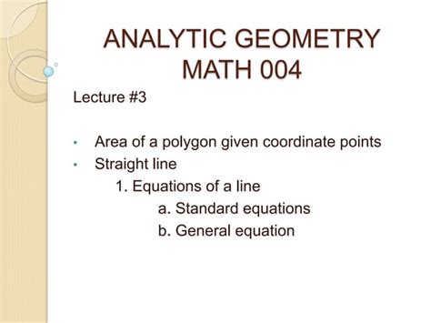 Lecture 3 Analytic Geometry Pptx