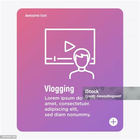 얇은 선 아이콘을 블로그 비디오 동영상 블로그 스트리밍 셀프 판매 소셜 미디어 벡터 그림입니다 개념에 대한 스톡 벡터 아트 및 기타 이미지 Istock