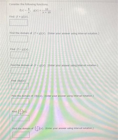 Solved Consider The Following Functions F X X8 G X X 1010
