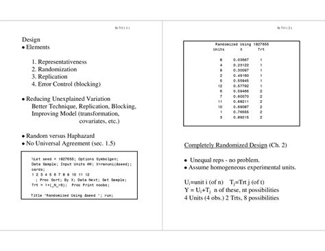 Notes On Design Design Of Experiments St 711 Docsity