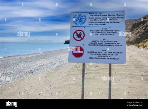 Begining Of The United Nations Buffer Zone At Morphu Bay Cyprus Stock