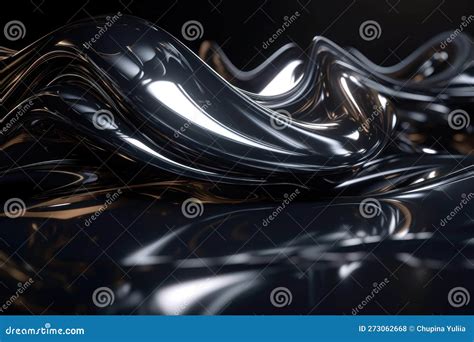 Abstract 3d Render Glossy Reflective Metallic Organic Curve Wave In Motion Ai Generated