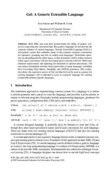 Pdf Gel A Generic Extensible Language