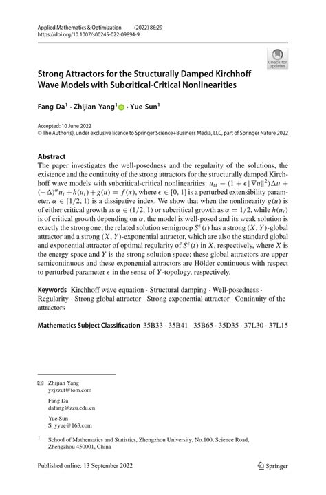 Pdf Strong Attractors For The Structurally Damped Kirchhoff Wave
