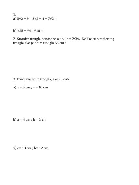 Matematika 7 Razred Prvi Pismeni Zadatak Pdf