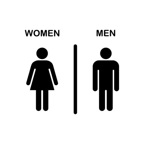 WC Room Icon With Text Man And Woman Silhouette With Inscription Male And Female Toilet