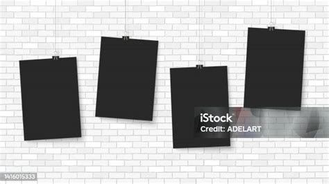 바인더 클립의 포스터 벽돌 벽에 종이 템플릿 현실적인 모형 비즈니스 디자인을 위한 빈 메모장 시트입니다 벽돌 벽 레터링 인용문