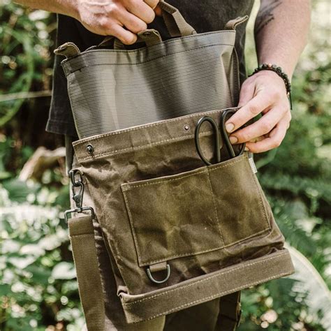 Barebones Foraging Bag Dark Khaki Waxed Canvas Bag Bags Canvas Bag