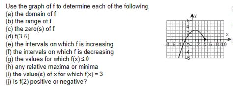 Solved Use The Graph Off To Determine Each Of The Following Chegg