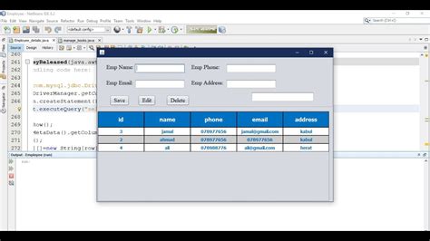 Insert Select Delete And Update From Database In Java Youtube