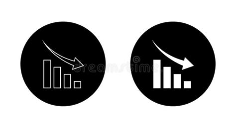 Decrease Bar Graph Icon On Black Circle Market Crash Concept Stock Vector Illustration Of
