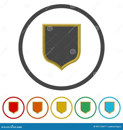 Shield 3d Icon Set Icons In Color Circle Buttons Stock Vector