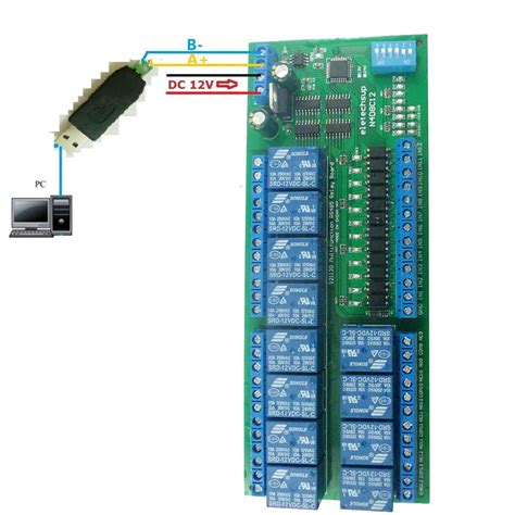 12ch Digital Input Output UART RS485 Relay Module Modbus RTU DIN35 C45