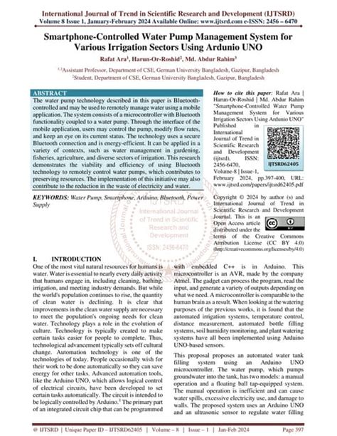 Smartphone Controlled Water Pump Management System For Various Irrigation Sectors Using Ardunio
