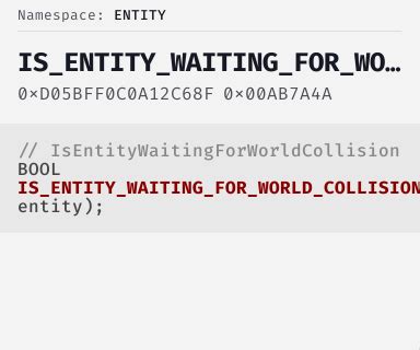 IsEntityWaitingForWorldCollision FiveM Natives Cfx Re Docs