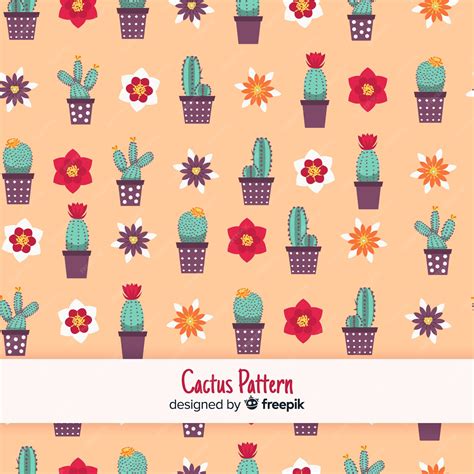 Free Vector Cactus And Flowers Pattern