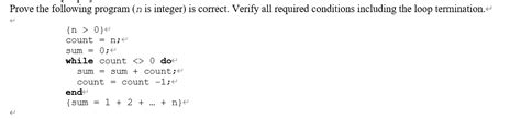 solved prove the following program n is integer is