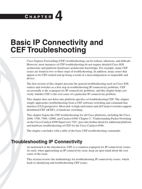 Basic Ip Connectivity And Cef Troubleshooting Hapter Download Free Pdf Ip Address Router
