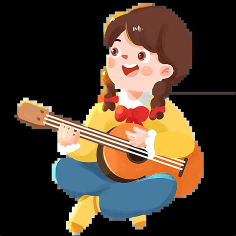 花瓣素材卡通感教育培训女生弹琴元素贴纸187689570 花瓣网