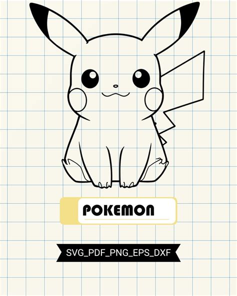 Pikachu Svg Bundle Cute Pokemon Line Art Svg Minimalist Pikachu