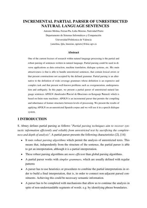 Pdf Incremental Partial Parser Of Unrestricted Natural Language Sentences