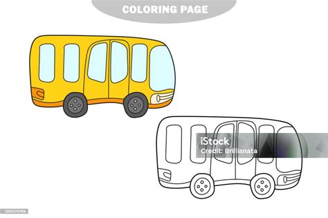 간단한 색칠 페이지 재미있는 버스 만화 검은 스트로크가 있는 윤곽이 있는 차량 버스에 대한 스톡 벡터 아트 및 기타 이미지 버스 색칠하기 관광 Istock