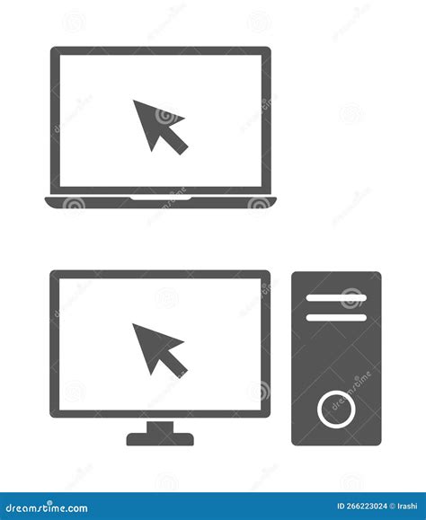Laptop And Desk Pc Computer With Mouse Pointer Stock Vector