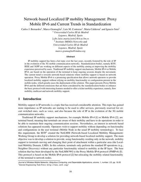 Pdf Network Based Localized Ip Mobility Management Proxy Mobile Ipv6